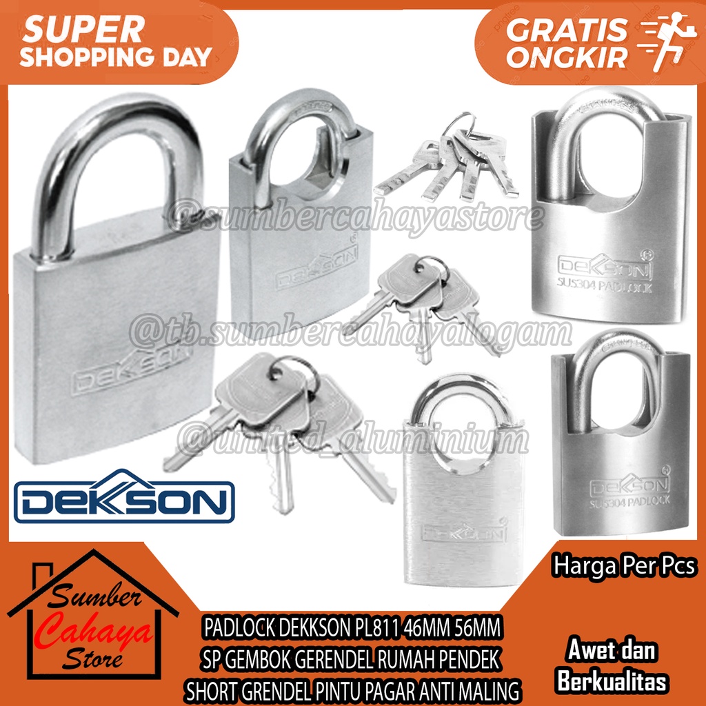 Jual Padlock Dekkson Pl811 46mm 56mm Sp Gembok Rumah Pendek Short ...
