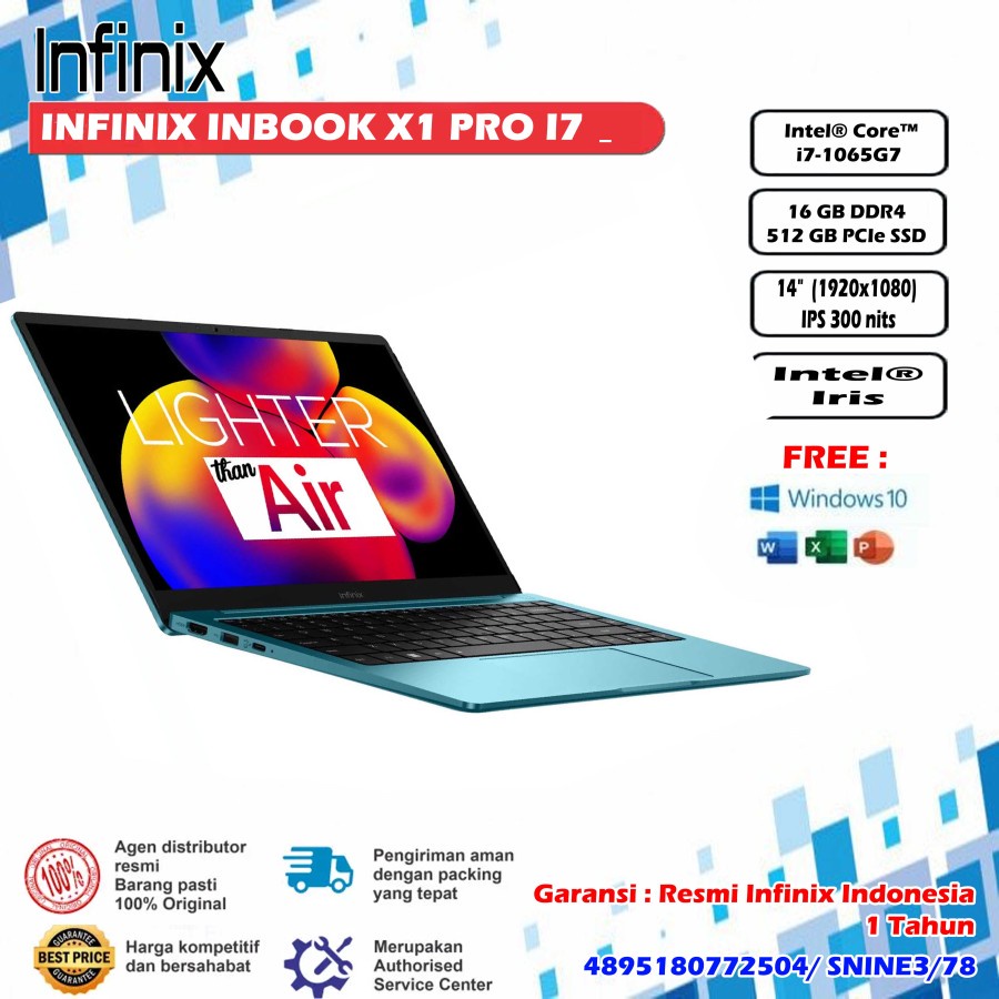 Jual INFINIX INBOOK X1 PRO I7 1065G7 16/512 IRIS 14"FHD IPS/W10 ...