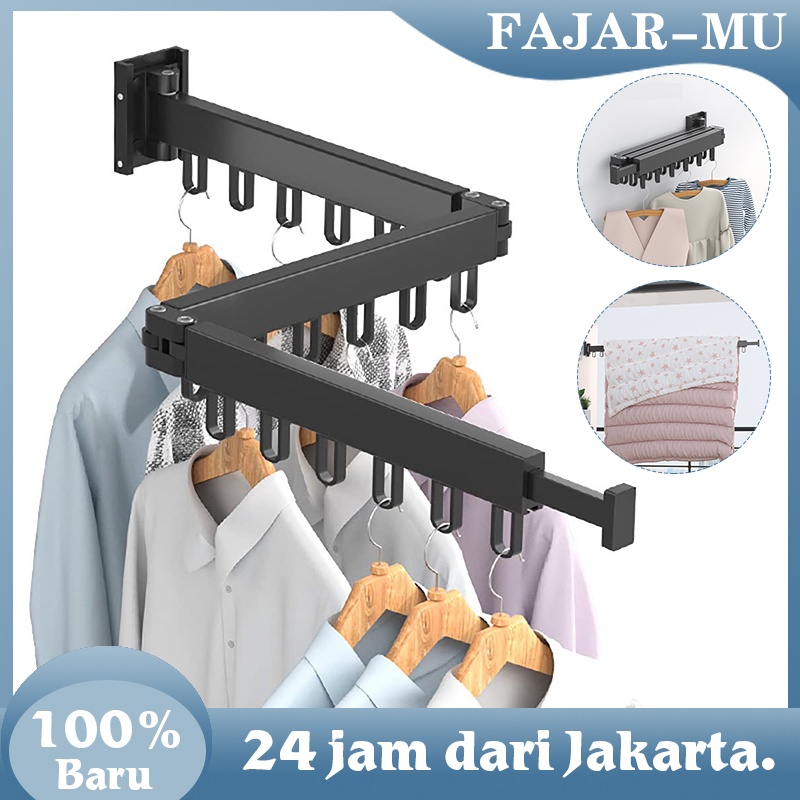 Jual Besi Jemuran Dinding Folding Clothes Hanger Wall Mount Retractable ...