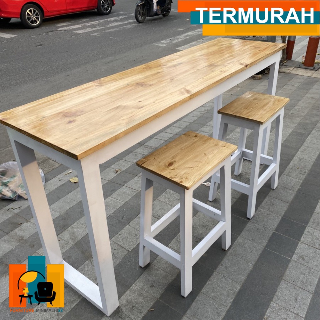 Jual Meja Makan Dinding SET 2 KURSI | Meja Kayu Custom | Meja Cafe Minimalis | Meja Dapur Jati ...