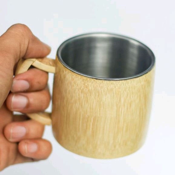 Jual Cangkir Gelas Bambu Stainless 150 ml Cocok Buat Minum Kopi, Gelas ...