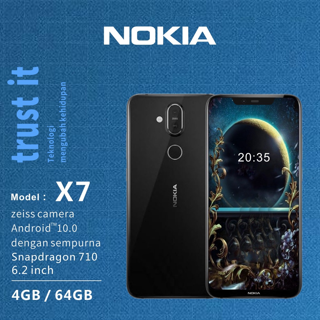 Jual Nokia X7（8.1）- dual sim Type-c 4GRam+ 64GRom hp murah 20MP+13MP ...