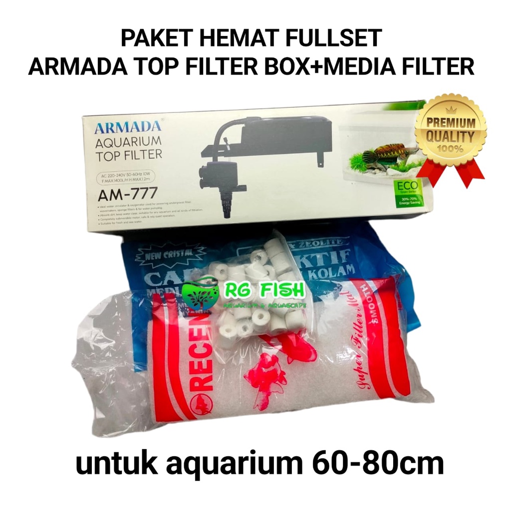 Jual PAKET POMPA TOP FILTER FULLSET MEDIA ARMADA AM 777 AQUARIUM 60 ...