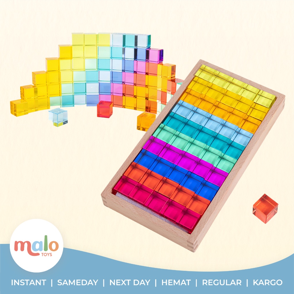 Jual MALOTOYS - Lucent Cubes Gem Blocks Color Transparent Acrylic Cubes ...