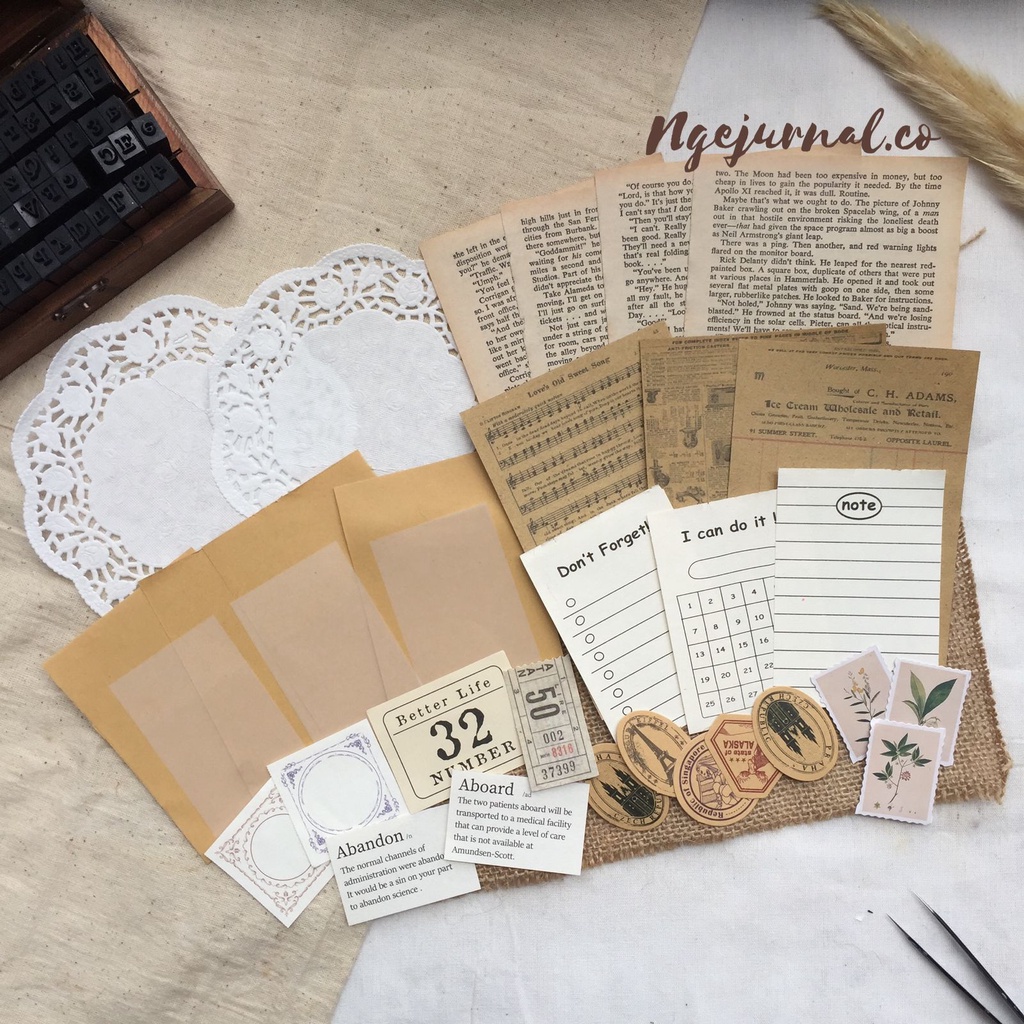 Jual 33pcs JURNAL KIT SET/BUJO SET Vintage/ Hiasan Jurnal/ Hiasan ...