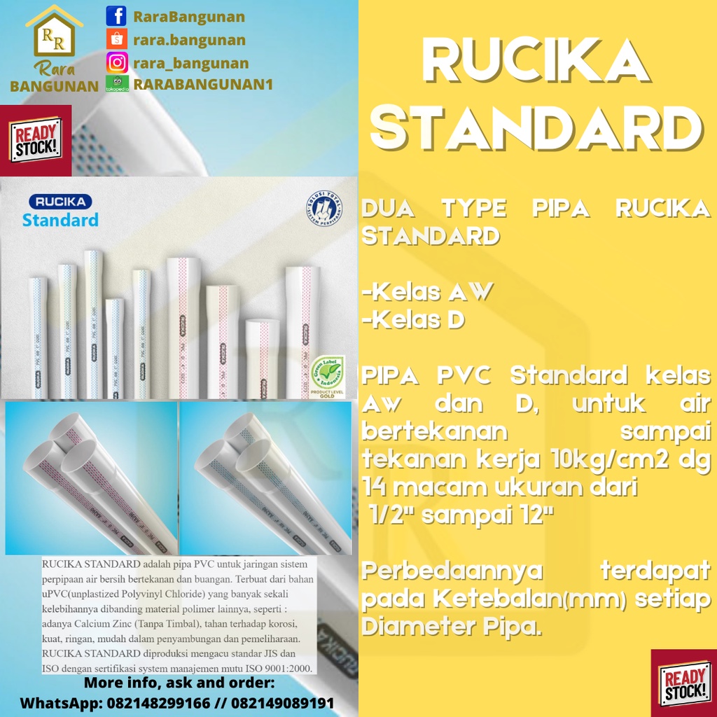 Jual PIPA AIR RUCIKA/ PIPA PARALON RUCIKA/ PIPA RUCIKA STANDARD/ PIPA ...