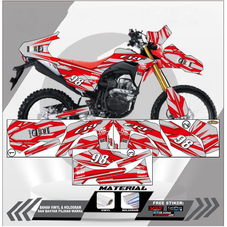 Jual STIKER STRIPING VARIASI CRF BAHAN PUTIH/HOLOGRAM VINYL|LIS SEPEDA ...