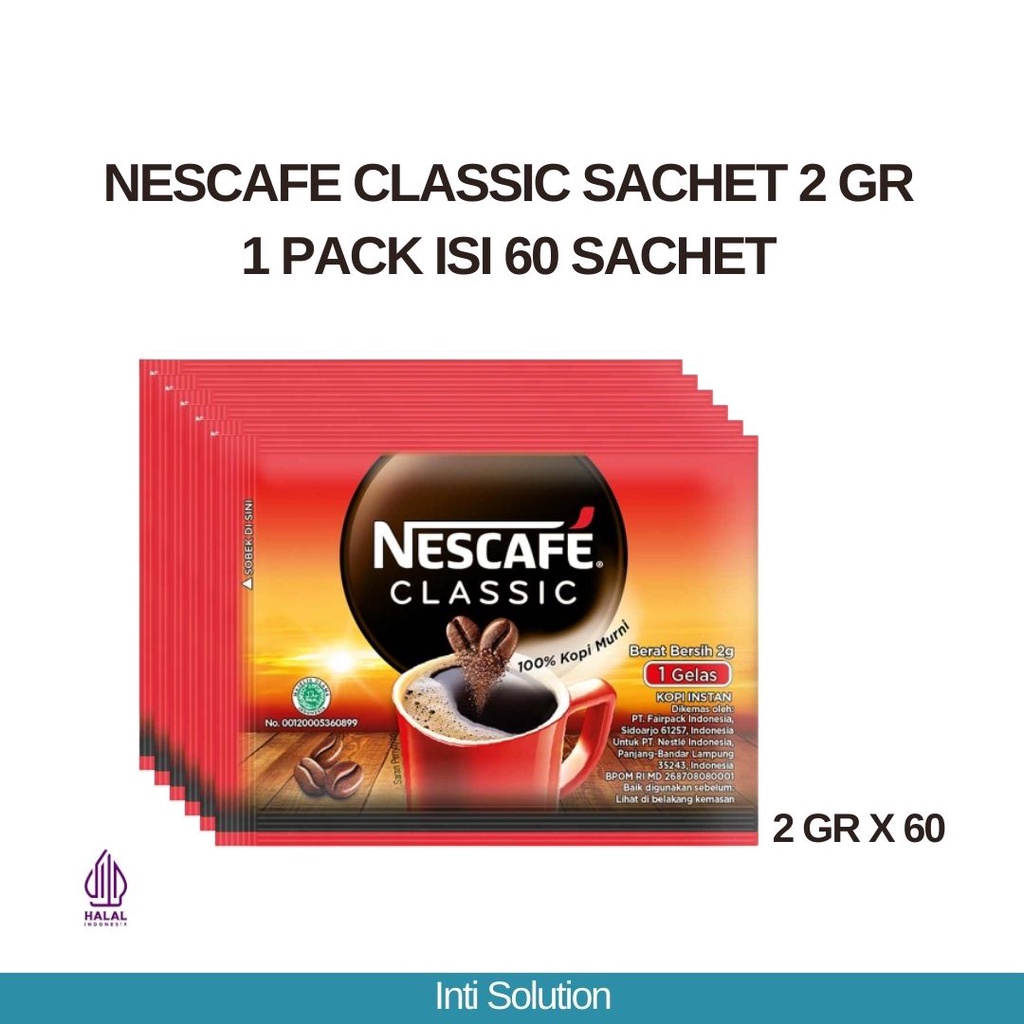 Jual Nescafe Classic Sachet 2 gr - 1 pack isi 60 pcs | Shopee Indonesia
