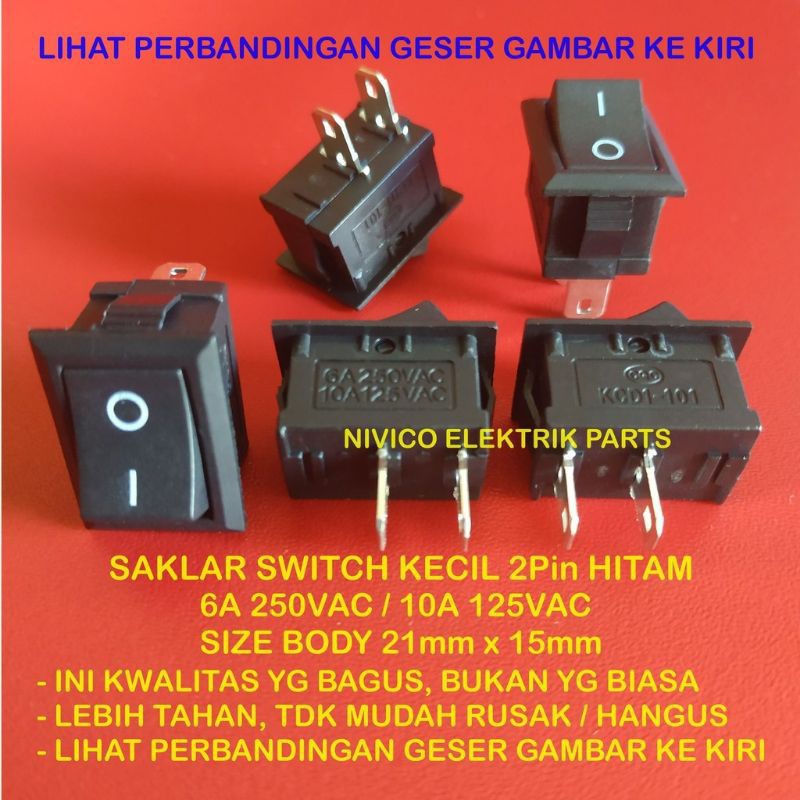 Jual Saklar Switch Kecil 2 Pin On Off/ Rocker Switch Kecil 2Pin/ Saklar ...