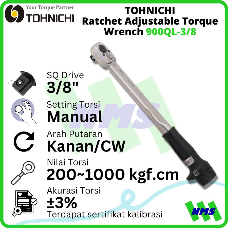 Jual Kunci Torsi 900QL 1/2" 200 - 1.000 Kgf.cm TOHNICHI Torque Wrench | Shopee Indonesia