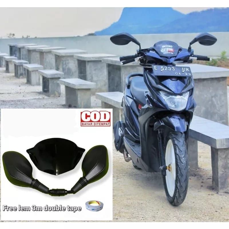 Jual paket variasi kaca spion click thailand plus visor honda beat ...