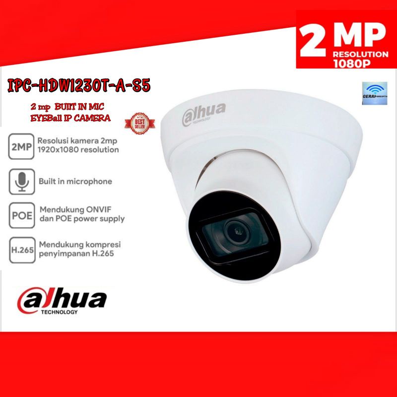 Jual IP Camera CCTV Indoor DAHUA 2MP COOPER IPC-HDW1230T1-S5 | Shopee ...