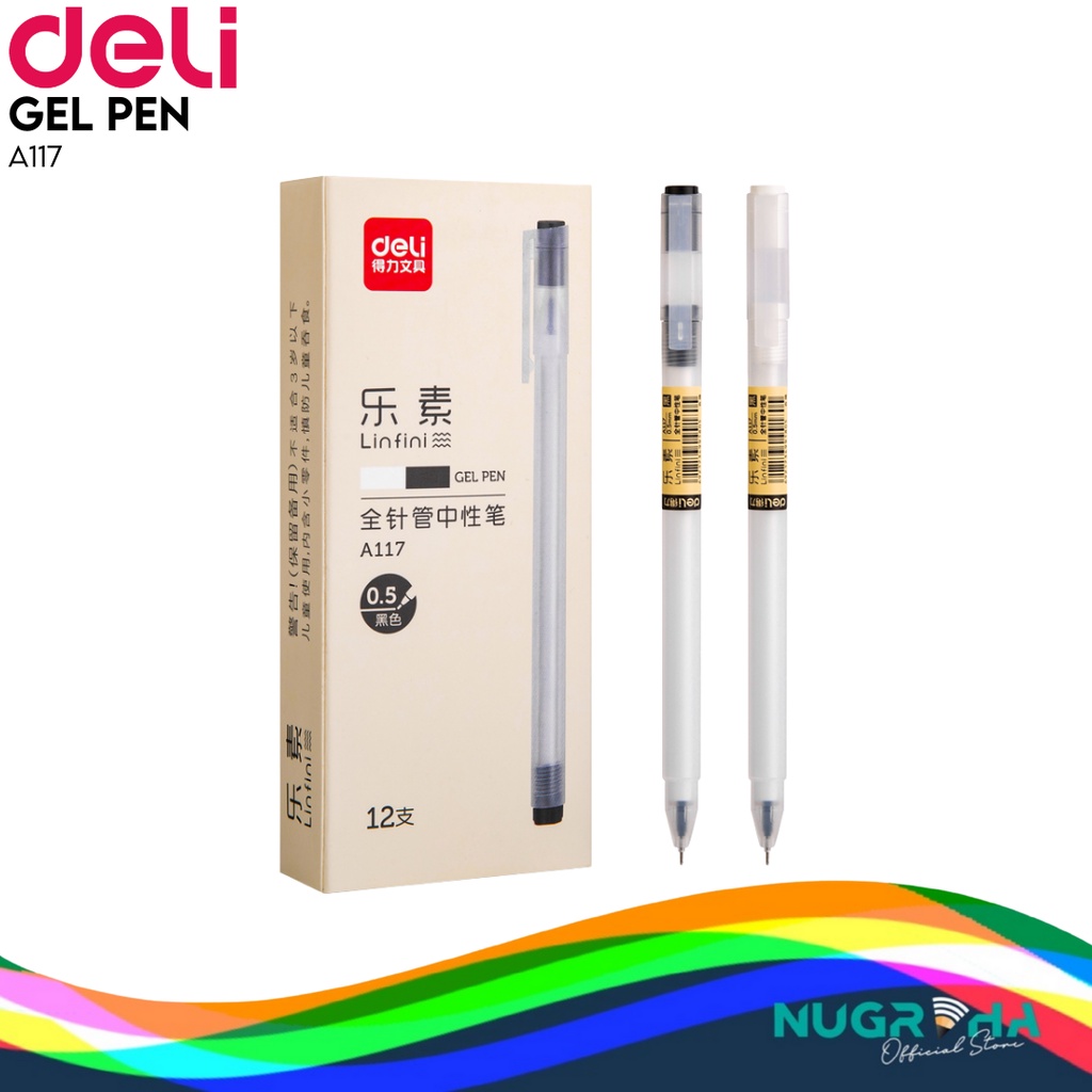 Jual Deli Gel Pen Pulpen Gel warna Hitam 0.5mm A117 | Shopee Indonesia