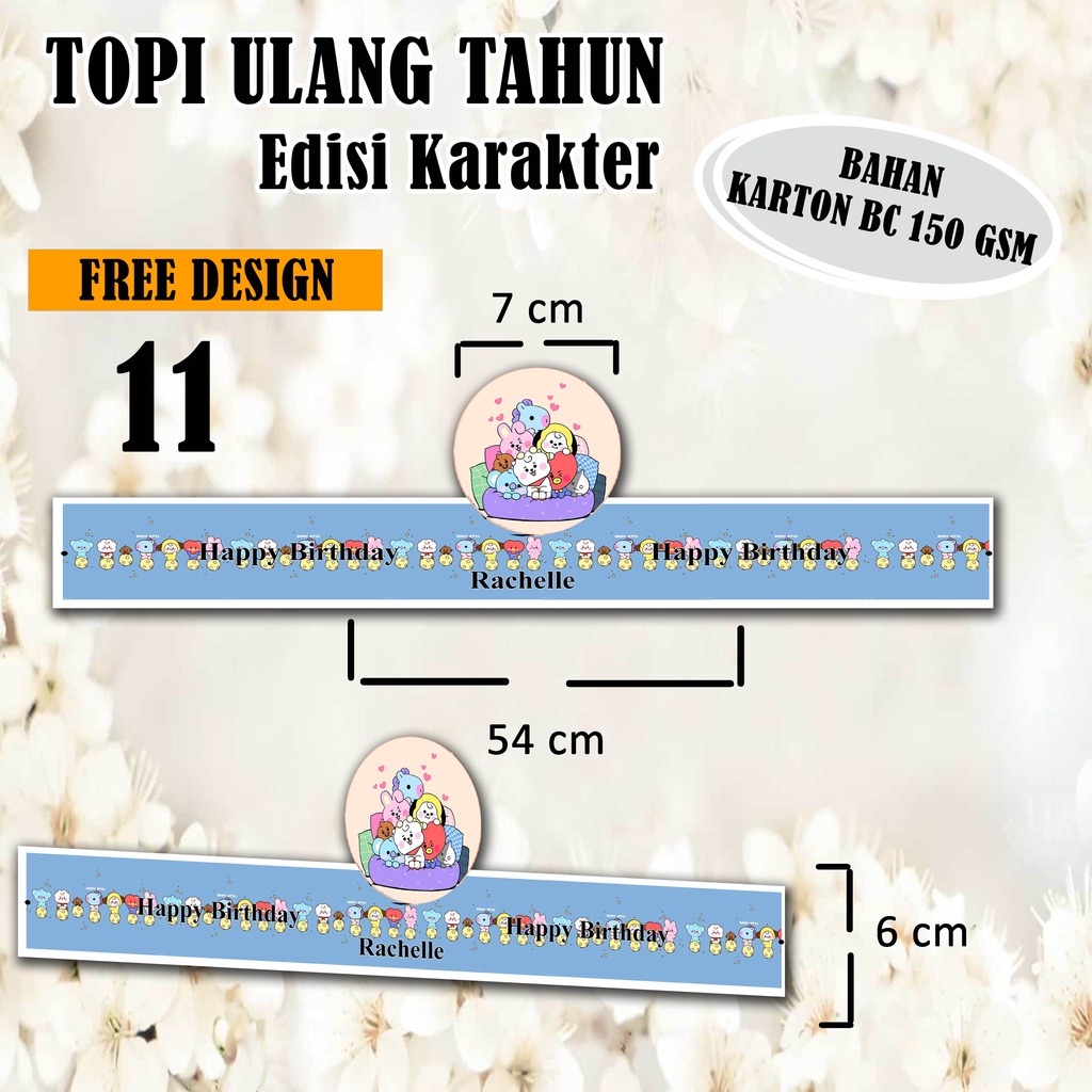 Jual HARGA 10 PCS (12-14) / CETAK TOPI ULANG TAHUN KARAKTER CUSTOM ...