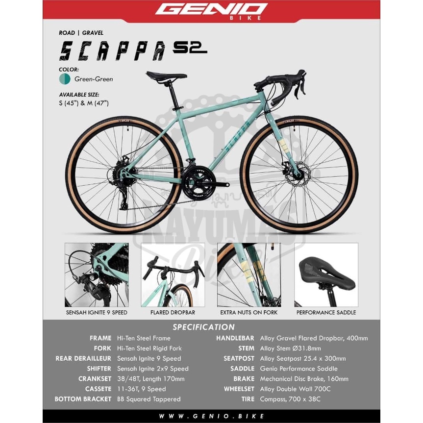Jual SEPEDA GRAVEL 700 GENIO SCAPPA S2 2 x 9 SPEED | Shopee Indonesia
