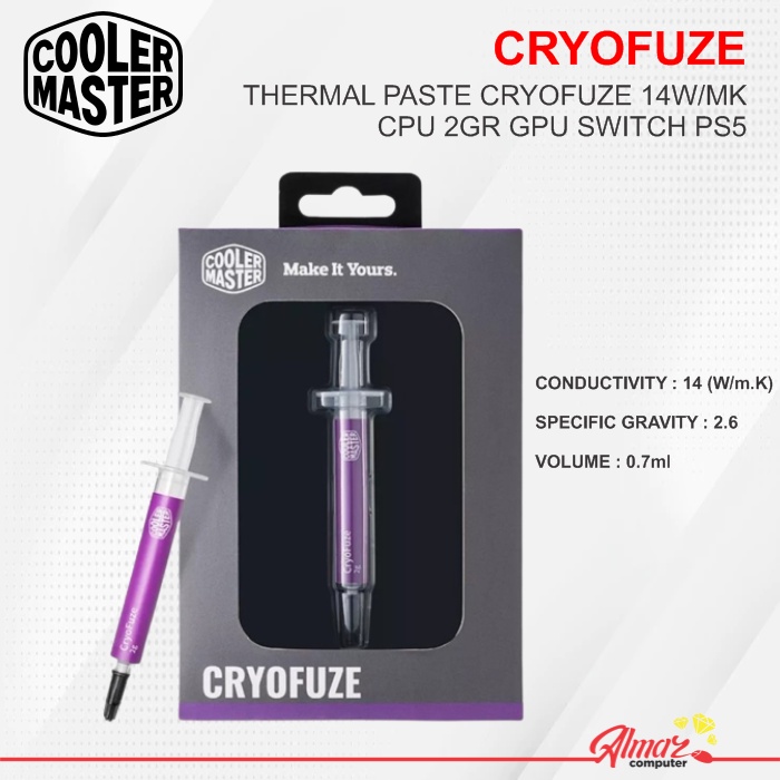 Jual Cooler Master Thermal Paste Cryofuze 14W/MK CPU 2gr GPU Switch PS5 ...