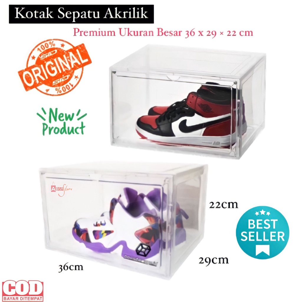 Jual ( BISA COD ) PROMO KOTAK PENYIMPANAN SEPATU AKRILIK / TEMPAT ...