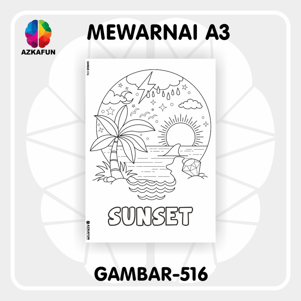 Jual Kertas Mewarnai A3 SUNSET - Mewarnai anak | Shopee Indonesia