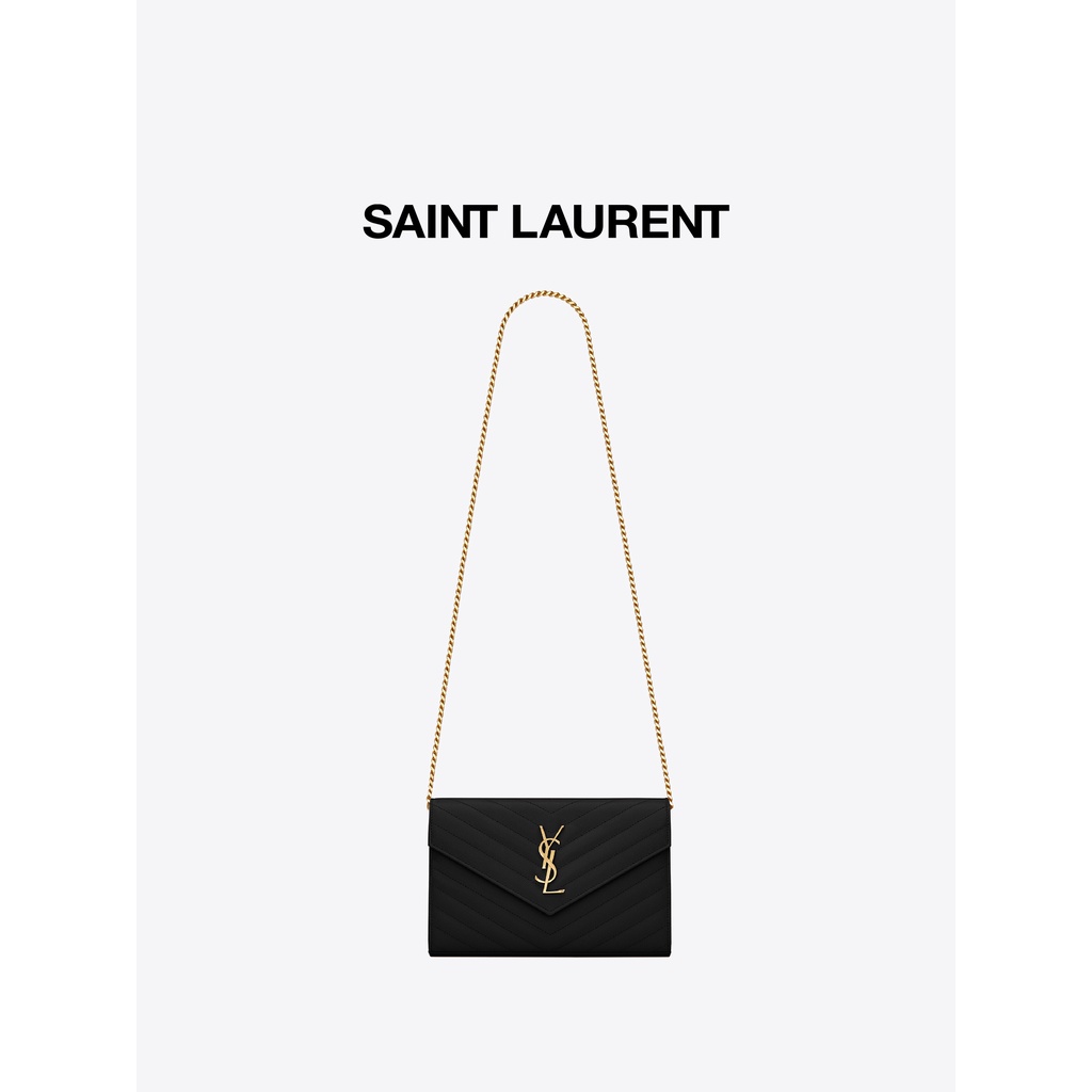 Jual YSL/Saint Laurent Women's Letter Sign Grained Embossed Leather ...
