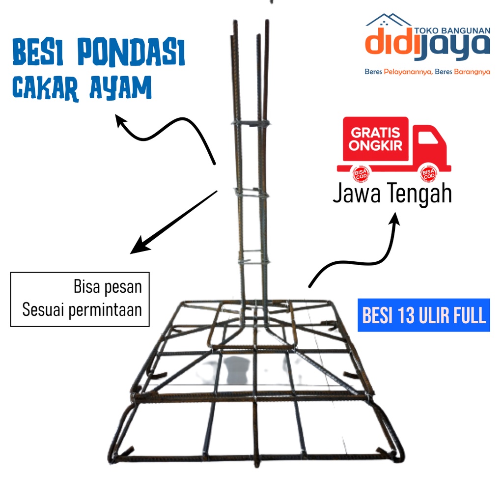 Jual Besi Pondasi Cakar Ayam 13 Ulir full - Free Ongkir se Jawa Tengah ...