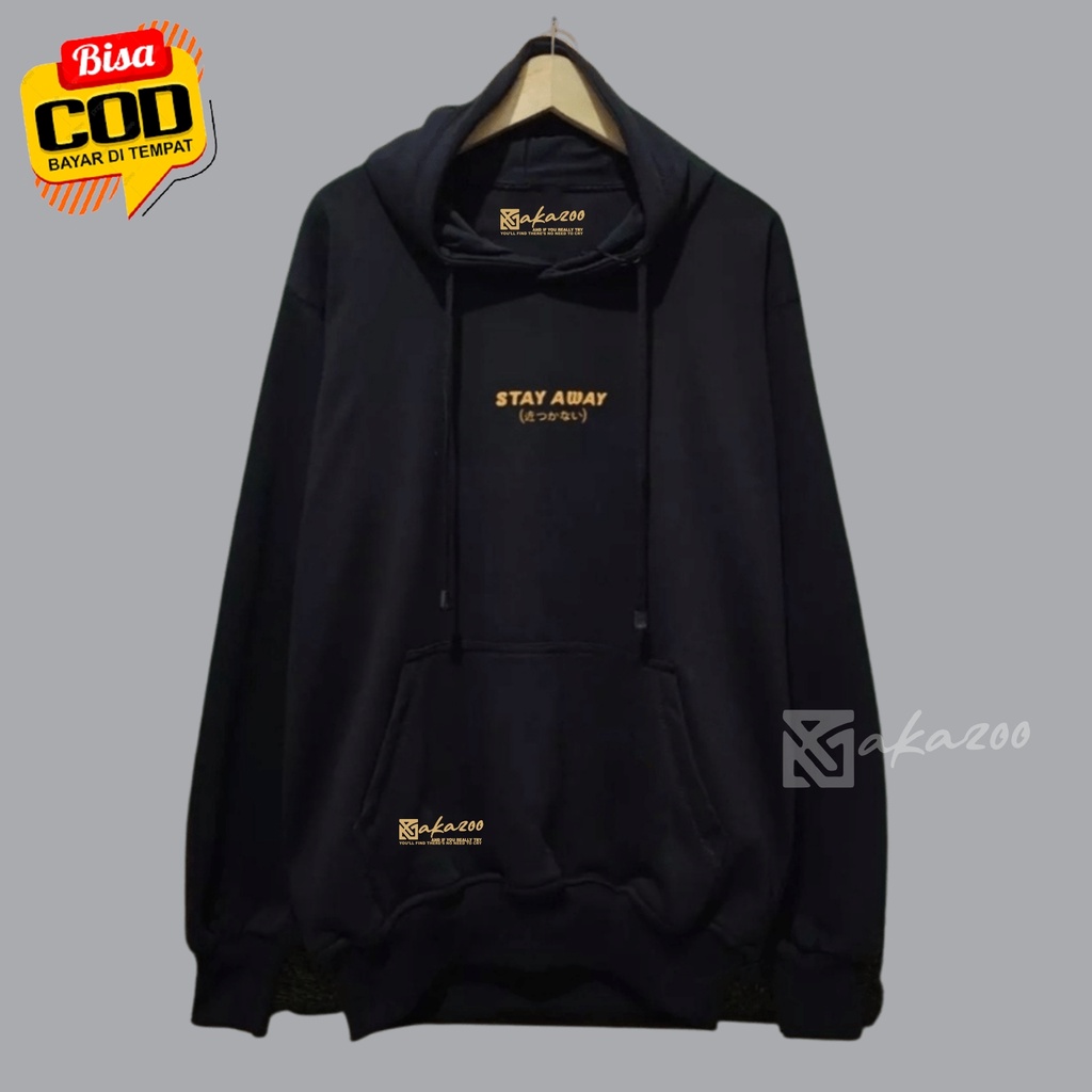 Jual SWITER pria switer cowok akazoo warna hitam stay away hoodi distro ...
