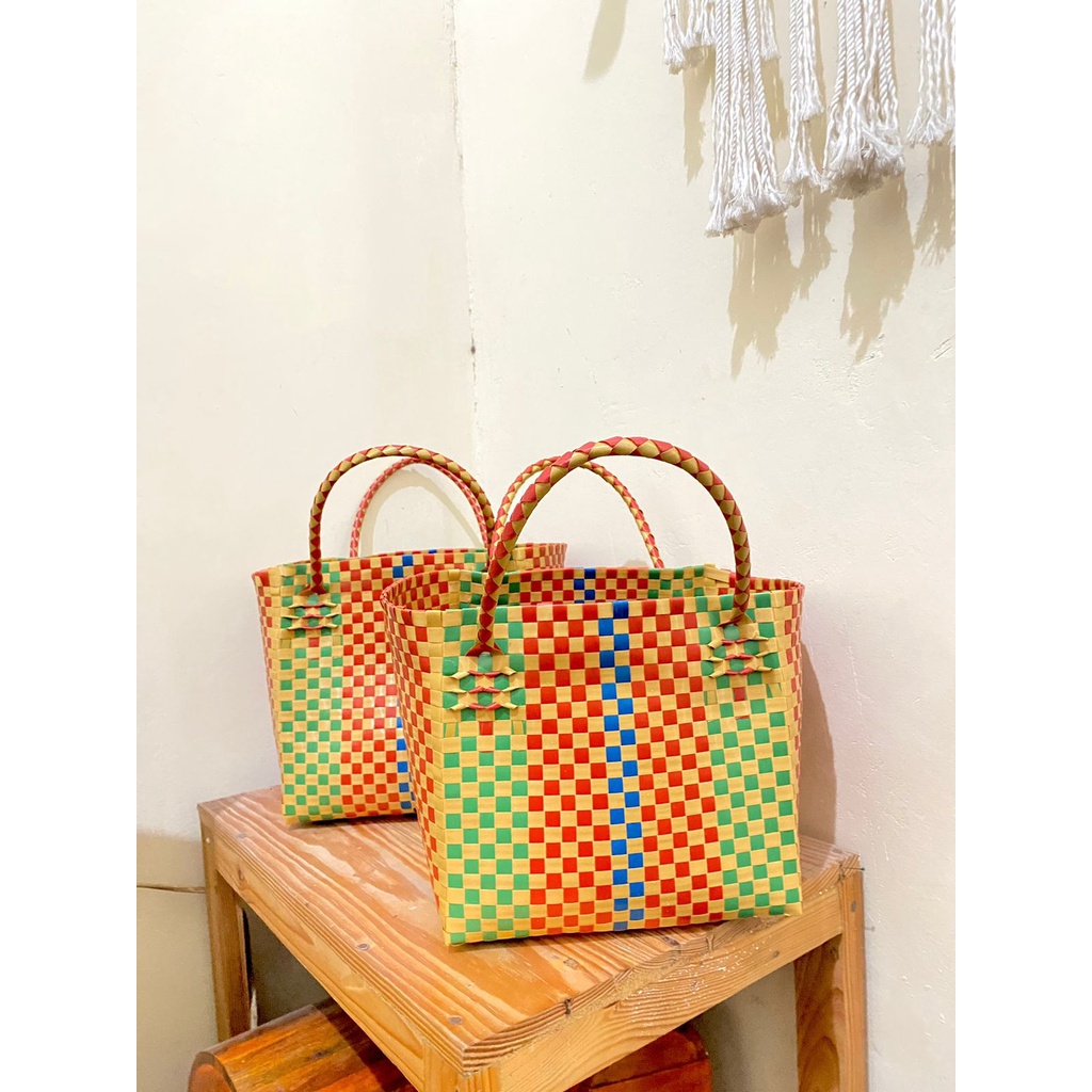 Jual READY STOK Tas Anyaman Souvenir Belanja Custom Anyam Plastik Tas ...