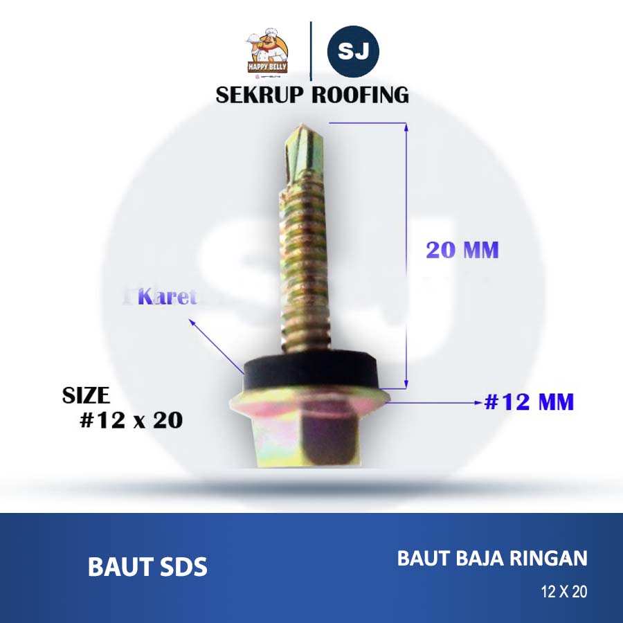 Jual BAUT SEKRUP ATAP ROOFING SCREW #12 X 20 | Shopee Indonesia