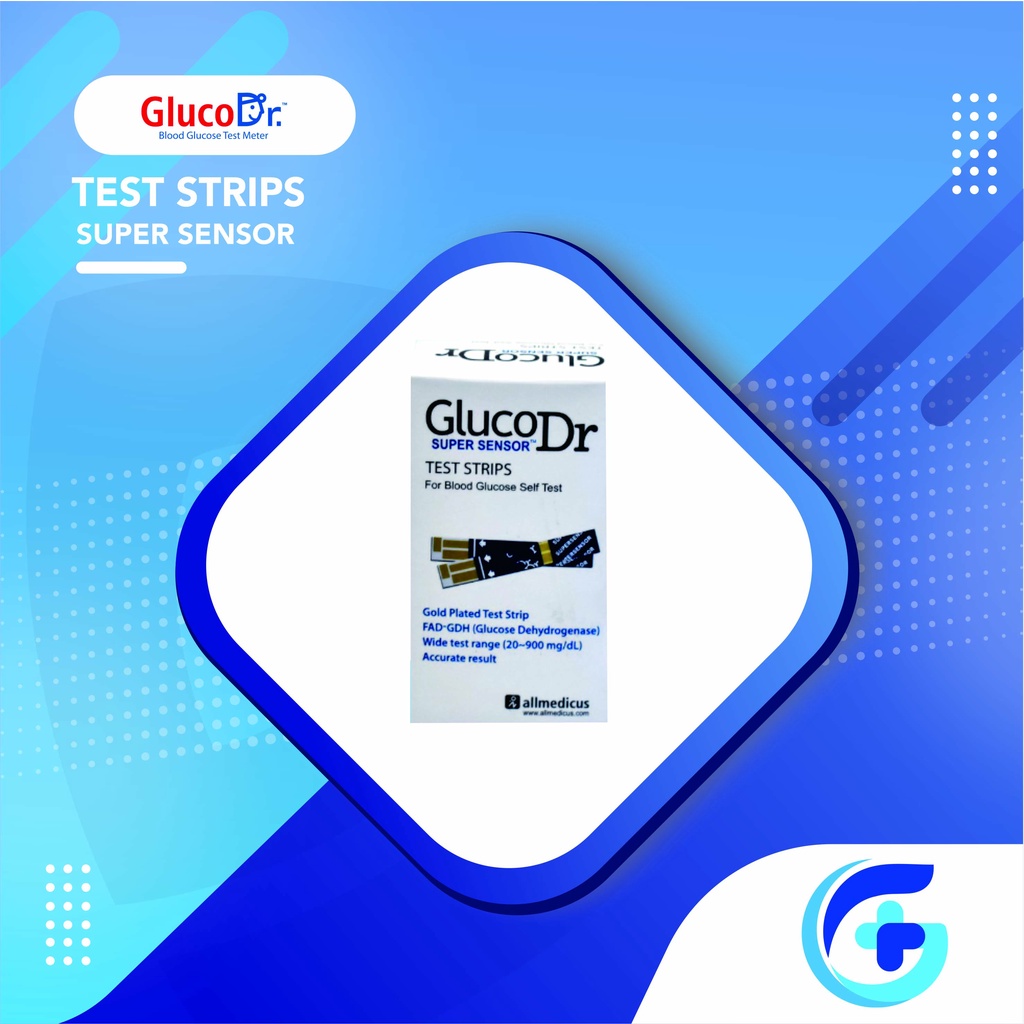 Jual GlucoDr SUPER SENSOR TEST STRIP @25strips | Shopee Indonesia