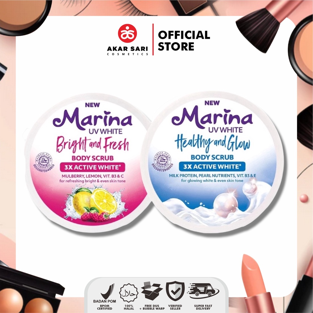Jual MARINA UV WHITE BODY SCRUB - Healthy & Glow | Bright & Fresh 200 ...