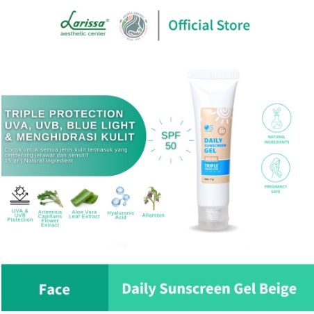 Jual Larissa Daily Sunscreen Gel Beige SPF 50 + Dengan Triple ...