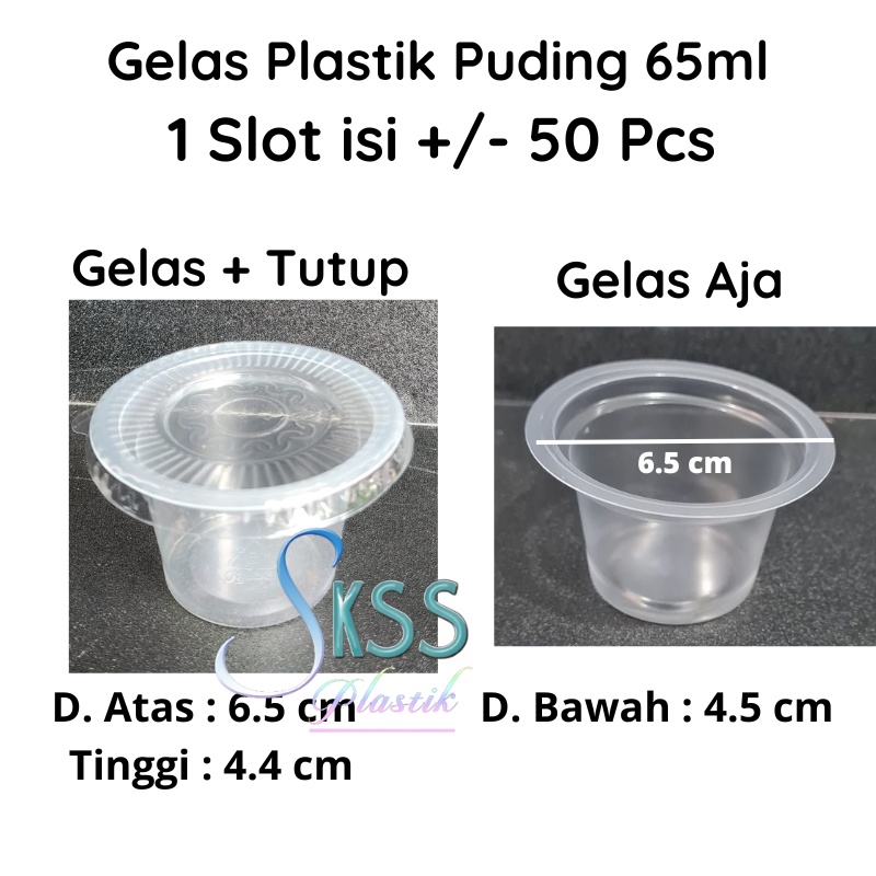 Jual Gelas Plastik Bening 65 ml / 90 ml Cup Agar Puding Jelly Eskrim 65ml / 90ml isi 50 Pcs ...
