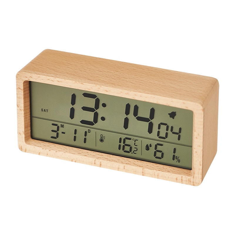 Jual VULCA Jam Meja Kayu LED Digital Alarm Clock Wooden Temperature ...