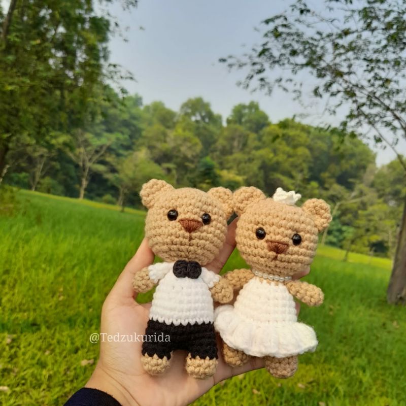 Jual Amigurumi wedding bear couple / Boneka rajut wedding bear couple ...