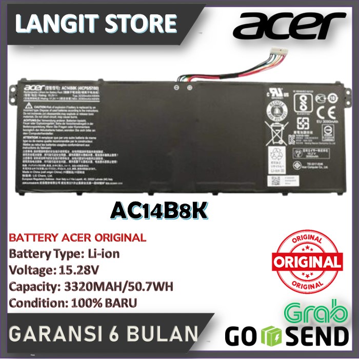 Jual Baterai Acer Swift 3 SF314-51 SF314-52 SF314-52G SF314-53G AC14B8K ...