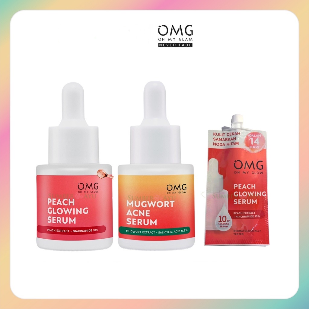 Jual OMG Oh My Glow Face Serum 20ml | Peach Glowing Mugwort Acne | Shopee Indonesia