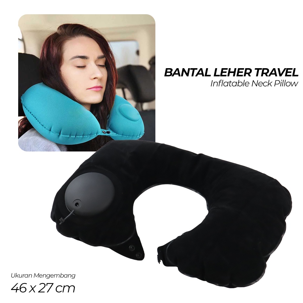 Jual Bantal Leher Mobil Inflatable Integrasi Pompa Angin Neck Pillow ...