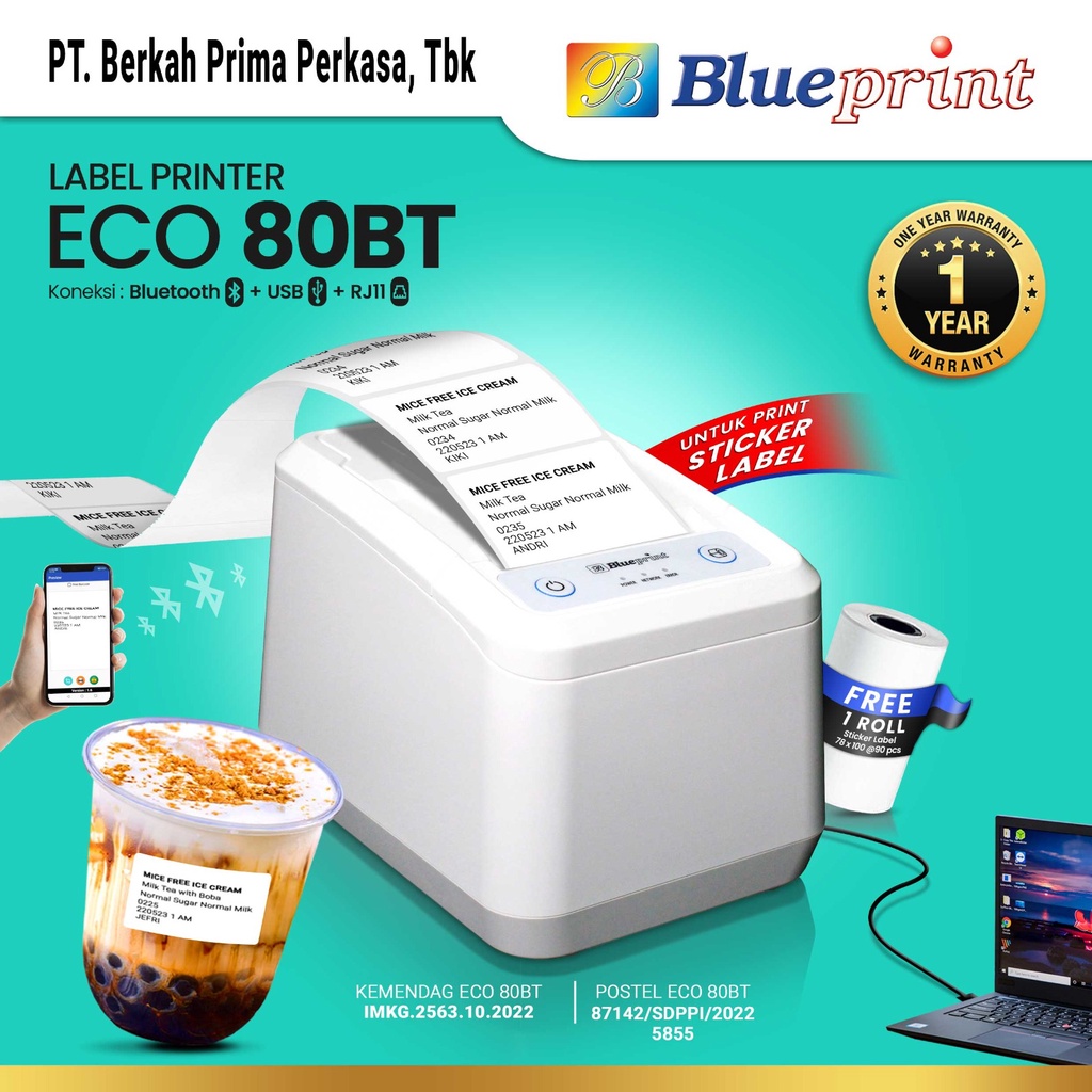 Jual Printer Label Thermal 80mm BLUEPRINT ECO80BT ECO 80BT USB ...