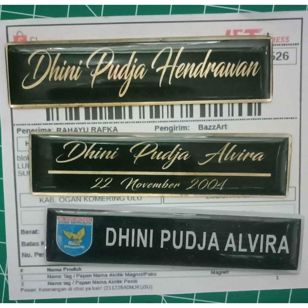 Jual Name Tag Magnet Peniti Kuningan I Name Tag Sekolah / karyawan ...