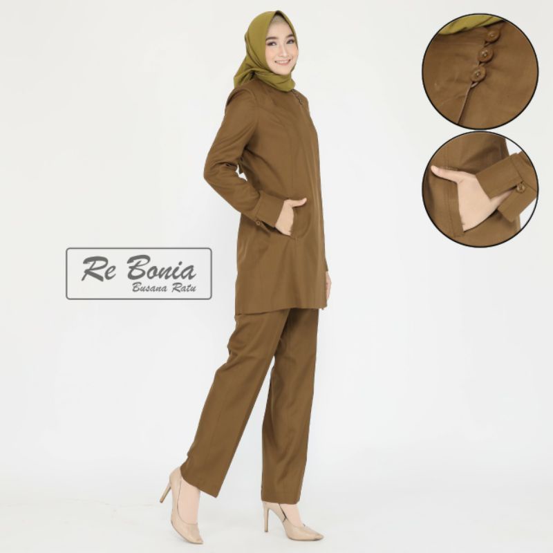 Jual Blazer re BONIA/Seragam PNS / seragam guru pemd tua kheki tua/ setelan celana blezer wanita ...