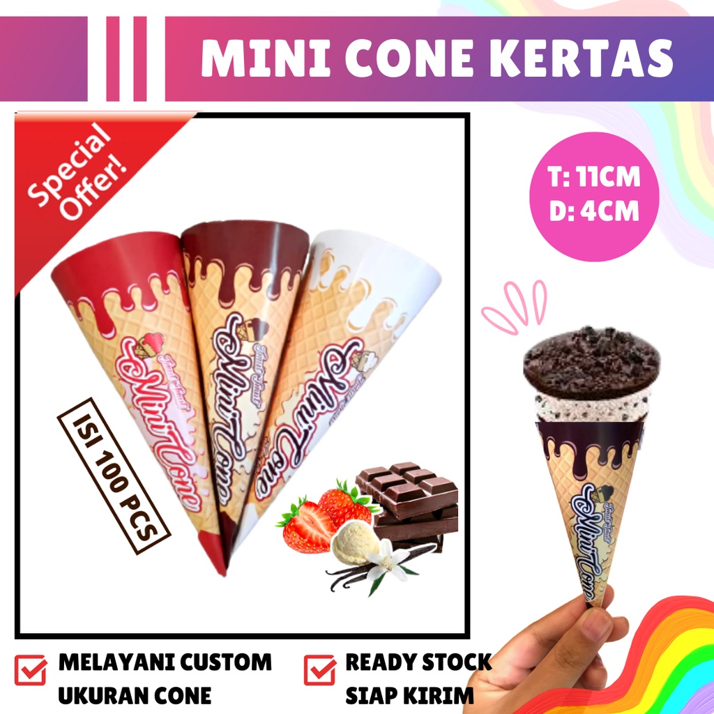 Jual Kemasan Es Krim Mini Cone Kertas Cone Ice Cream Cone Bungkus ...