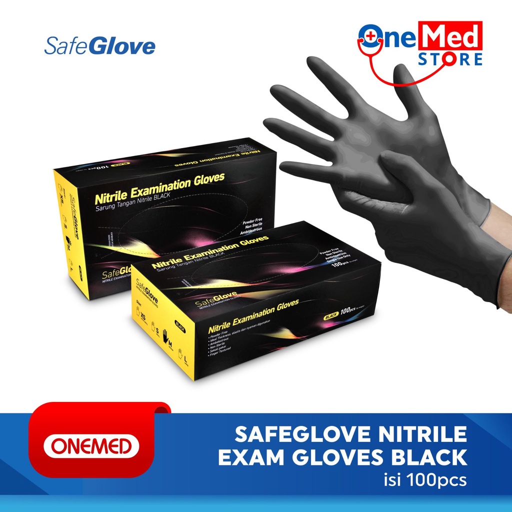 Jual Safeglove Nitrile Black box 100pcs OJ | Shopee Indonesia