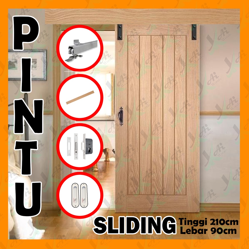 Jual Daun Pintu Sliding Kayu Mahoni Meranti Kamper Oven | Shopee Indonesia
