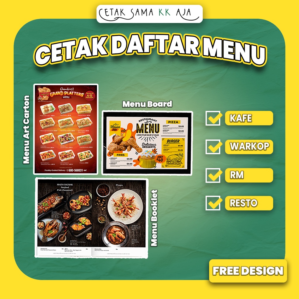 Jual CETAK DAFTAR MENU MAKANAN MINUMAN UMKM CAFE RUMAH MAKAN WARKOP ...