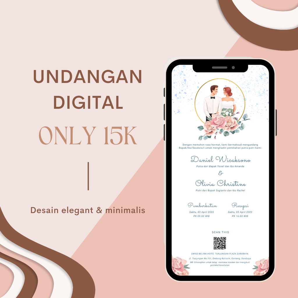 Jual Undangan Digital Pernikahan Bentuk Gambar Format JPEG Minimalis ...