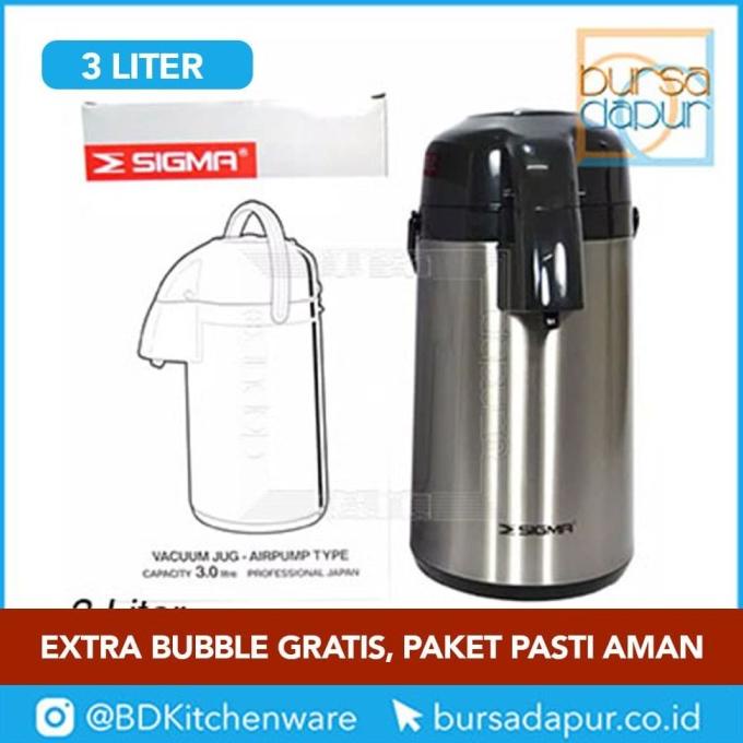 Jual Sigma Termos Vacum Jug 3 Liter - Silver Brown - Termos Pompa Air ...