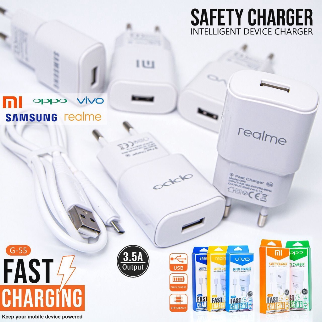 Jual Travel Charger/ Charger Brand G55 USB Micro Fast Charging 3.5A ...