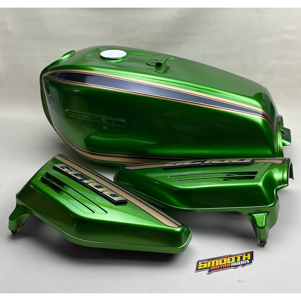 Jual Tangki GL 100 pres pabrik warna merah maron set box aki set emblem ...