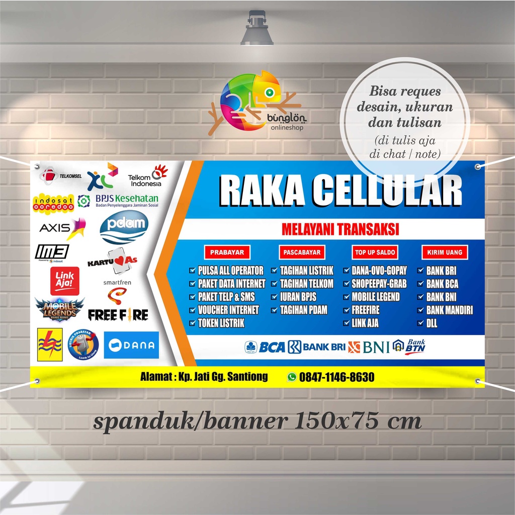 Jual Spanduk Banner 150x75 Cm Spanduk Konter, Spanduk Pulsa, Spanduk Pembayaran | Shopee Indonesia
