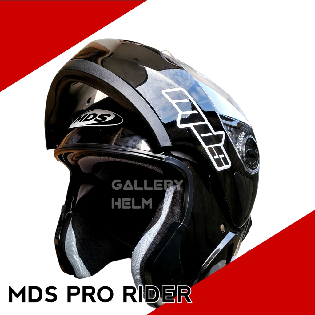 Jual HELM MDS PRO RIDER SOLID BLACK MDS MODULAR | Shopee Indonesia
