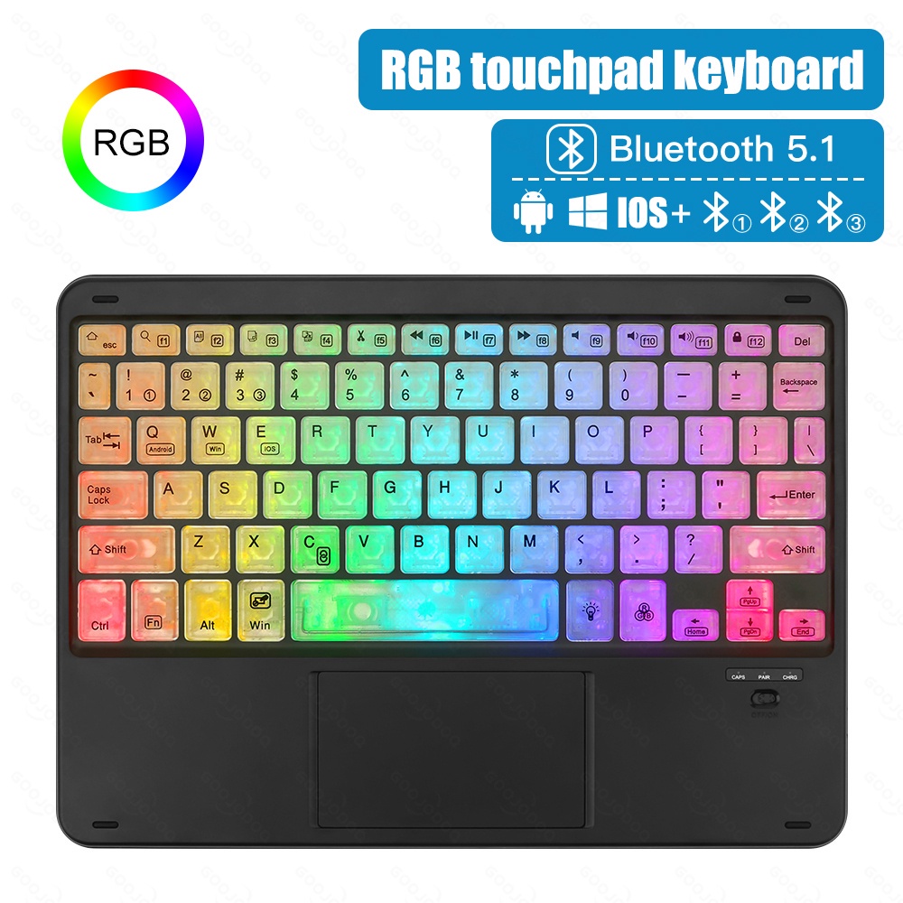 Jual GOOJODOQ RGB Backlit Wireless Bluetooth Keyboard And Mouse For ...